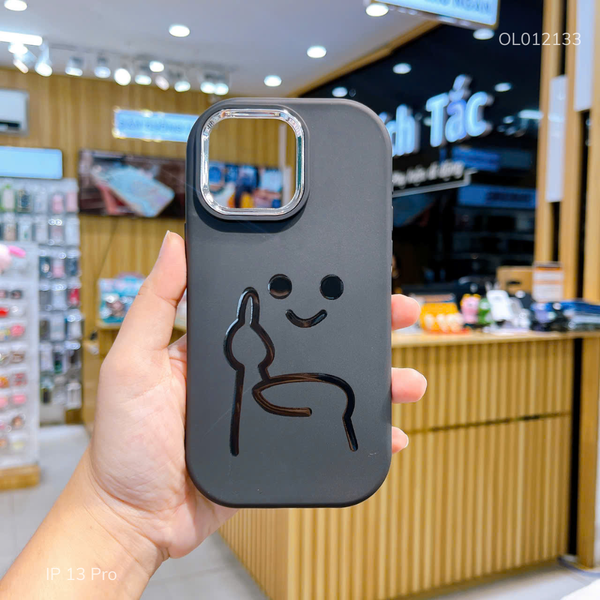 Ốp IP 13 Pro Silicon hình vui nhộn đen nền đen
