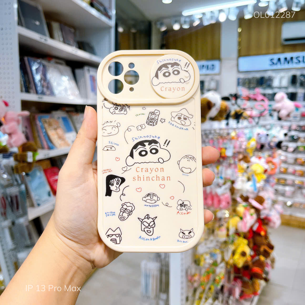** Ốp IP 13 Pro Max dẻo vẽ hình Shin trượt camera