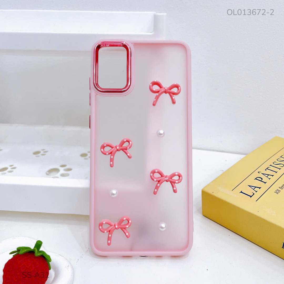 Ốp SS A31 lưng nhám đính nơ viền màu