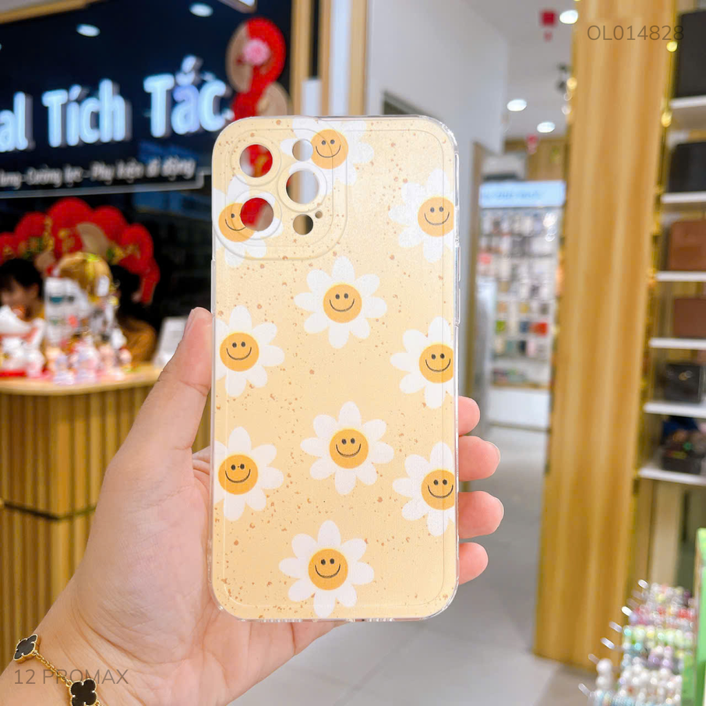** Ốp IP 12 Pro Max dẻo hoa mặt cười bảo vệ Camera