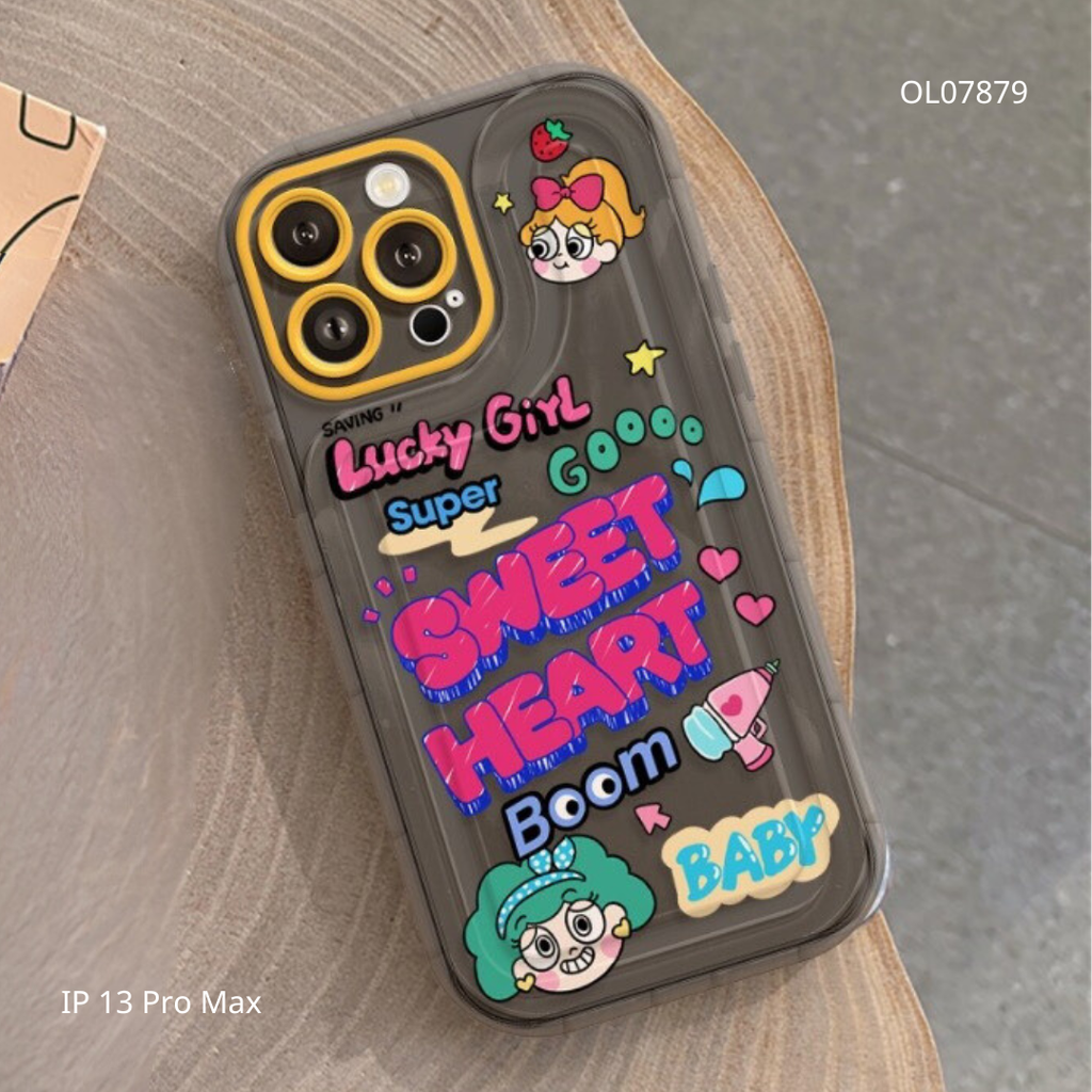 Ốp IP 13 Pro Max dẻo trong lưng nổi Sweet heart
