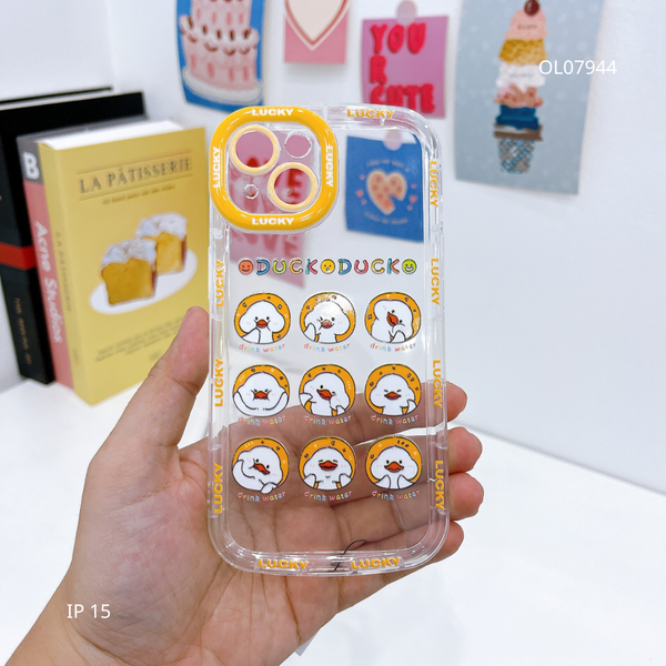 Ốp IP 15 6.1 dẻo trong 9 icon Duck Duck