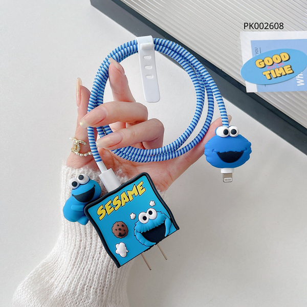 ** Combo bảo vệ cóc, cáp sạc và dây quấn Silicon Sesame