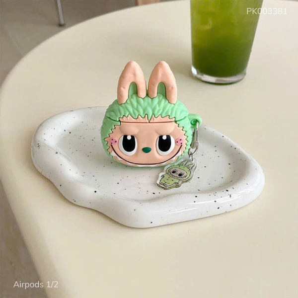 Case Airpods 1/2 mặt Labubu xanh lá