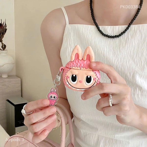 Case Airpods 3 mặt Labubu hồng