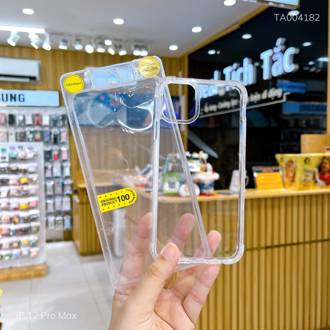 Ốp IP 12 Pro Max chống sốc lưng kính trong TỐT**