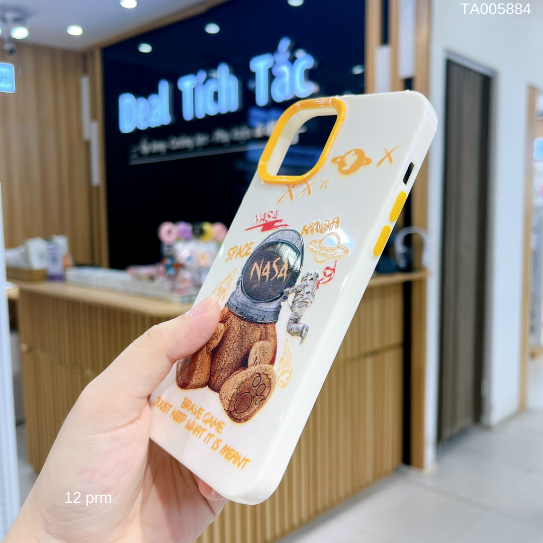 **Ốp IP 12 Pro Max dẻo trắng nhiều hình Logo nút màu