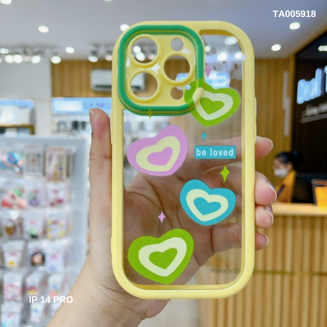 **Ốp IP 14 Pro trong cứng nhiều hình viền màu dày