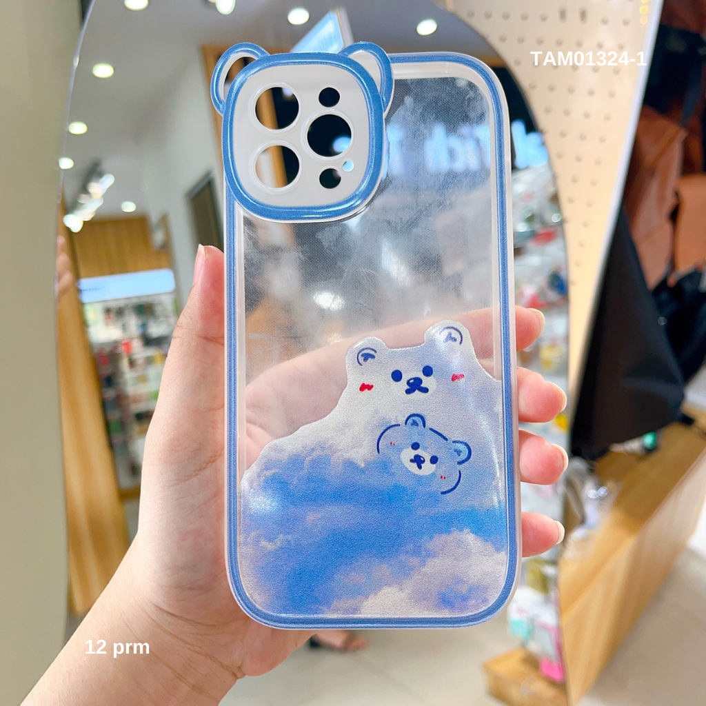 **Ốp IP 12 Pro Max dẻo trong camera tai gấu nhiều hình