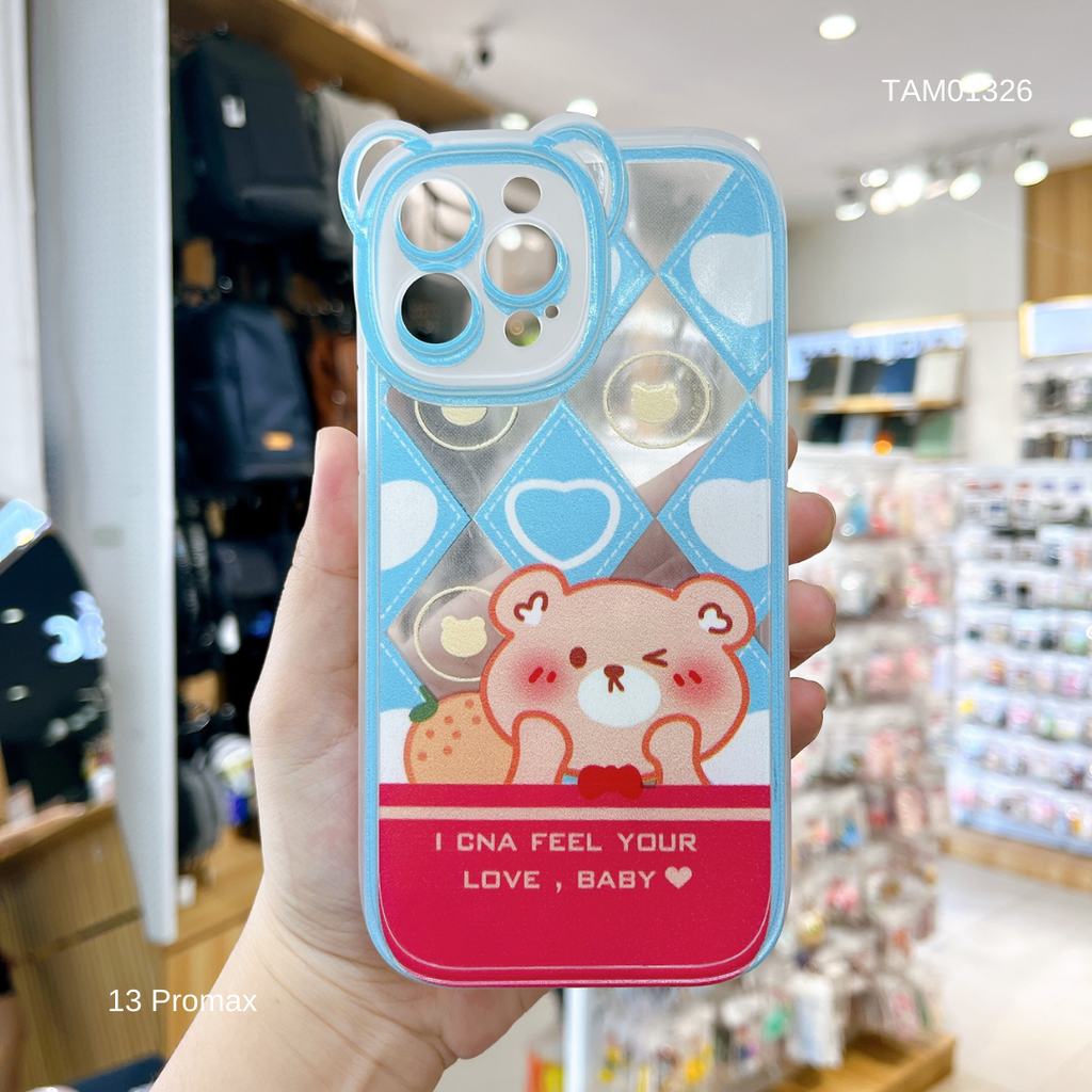 **Ốp IP 13 Pro Max dẻo trong camera tai gấu nhiều hình