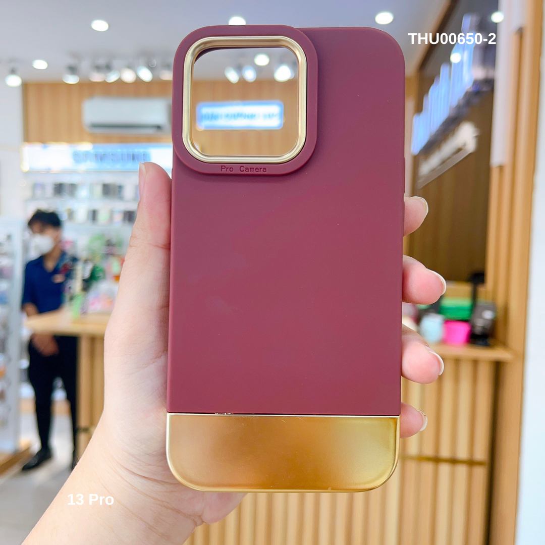 **Ốp IP 13 Pro Dẻo mịn màu viền gold