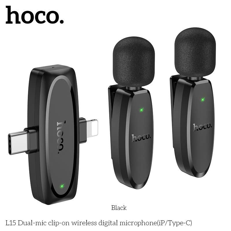 Micro cài áo Hoco L15 Dual Mic 2 in 1