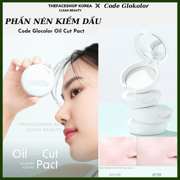 Phấn phủ dạng nén kiềm dầu Code Glokolor Oil Cut Pact 8g – The Face Shop