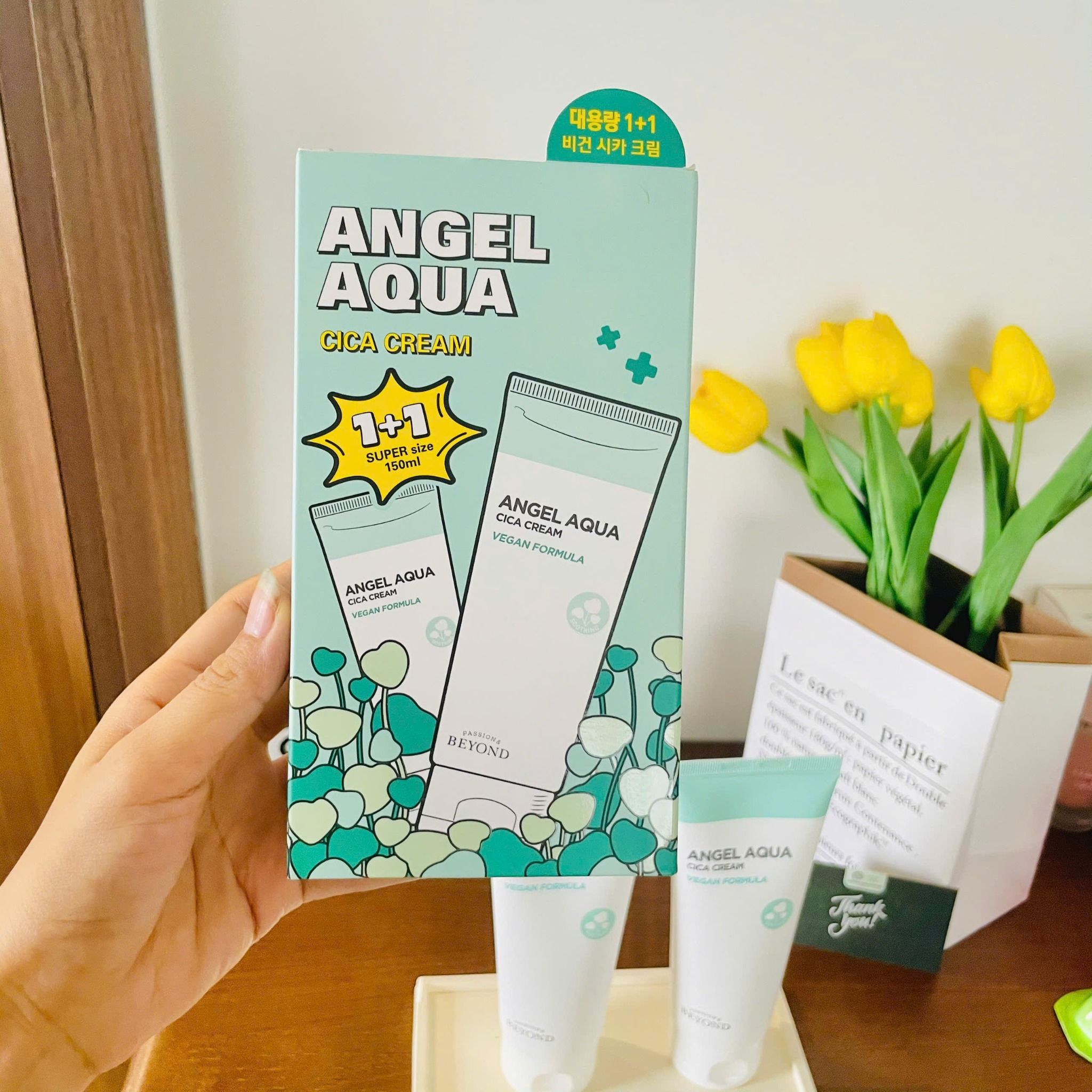 Kem Dưỡng Phục hồi Beyond Angel Aqua Cica Cream 150ml + 150ml – The Face Shop