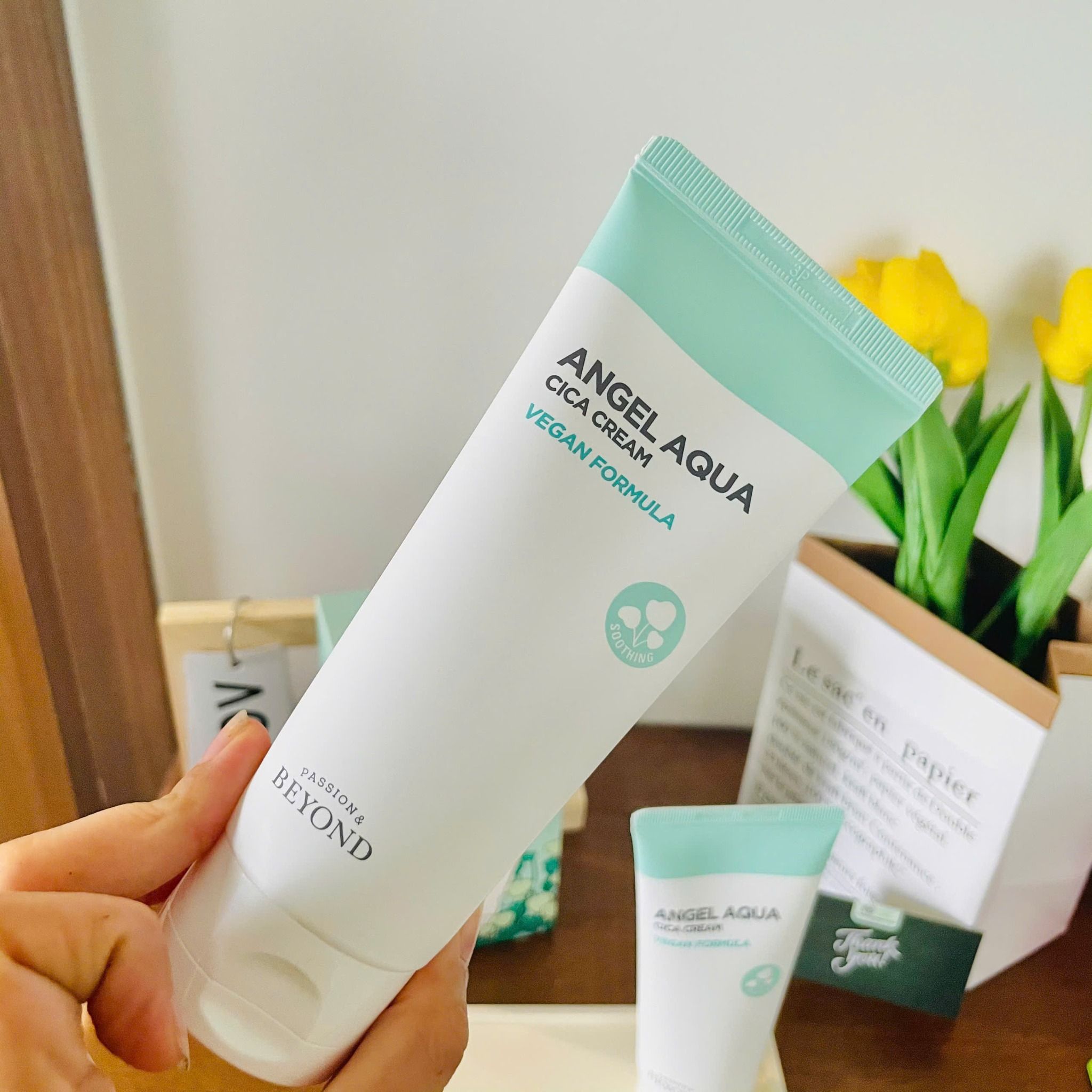 Kem Dưỡng Phục hồi Beyond Angel Aqua Cica Cream 150ml + 150ml – The Face Shop