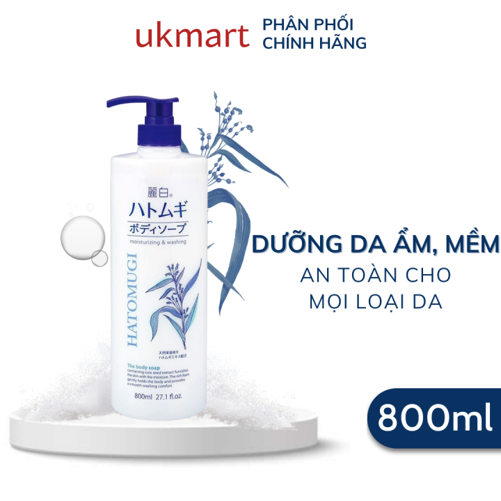 Sữa tắm Reihaku Hatomugi Body Soap dưỡng ẩm và làm sáng da (800ml ...