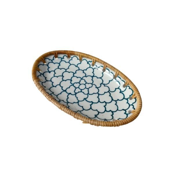 Oval Rattan Ceramic Plate HaVi Craft Oval Rattan Ceramic Plate HaVi Craft