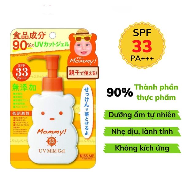Kem Chống Nắng Cho Mẹ Bầu và Bé Kiss Me Mommy UV Mild Gel SPF33PA +++100gKem Chống Nắng Cho Mẹ ...