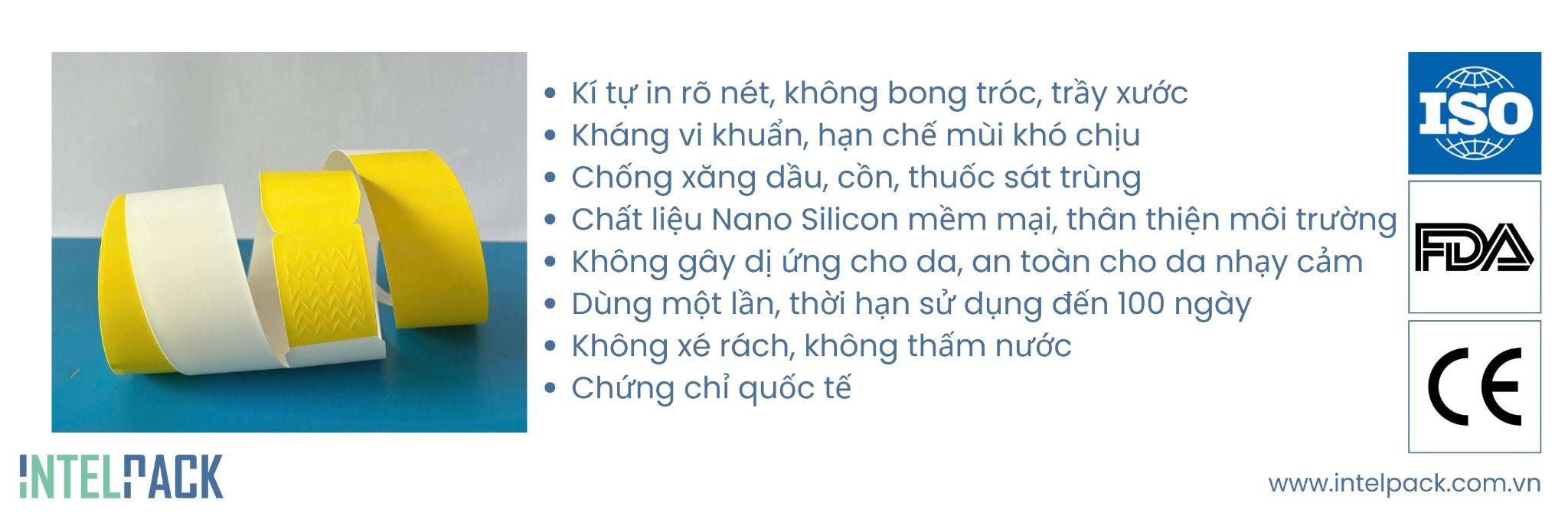 Vòng tay y tế in nhiệt trực tiếp – INTELPACK