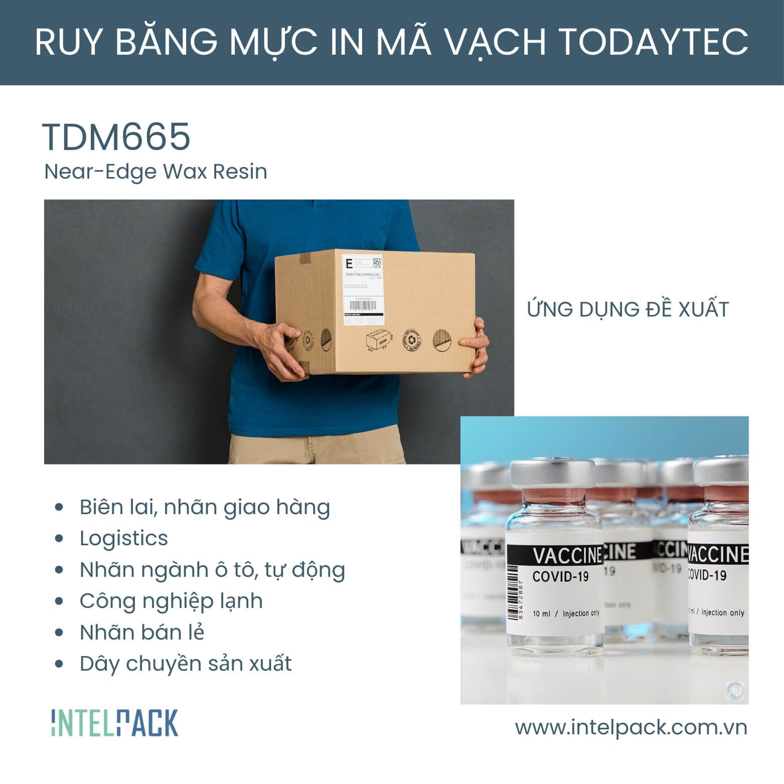 Ruy băng mực in mã vạch Wax Resin đầu nghiêngTDM665 từ Todaytec – INTELPACK