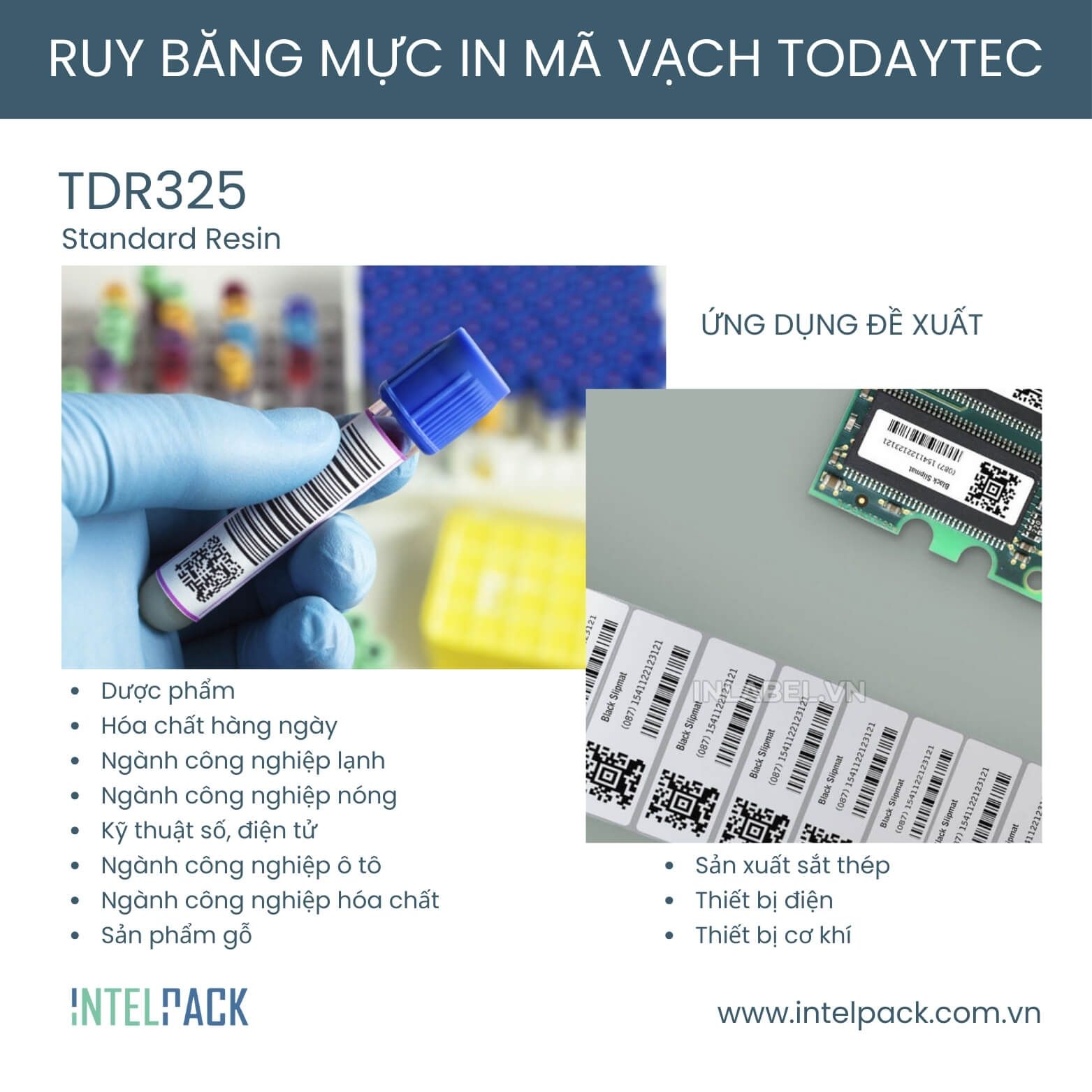 Ruy băng mực in mã vạch Resin TDR325 từ Todaytec – INTELPACK