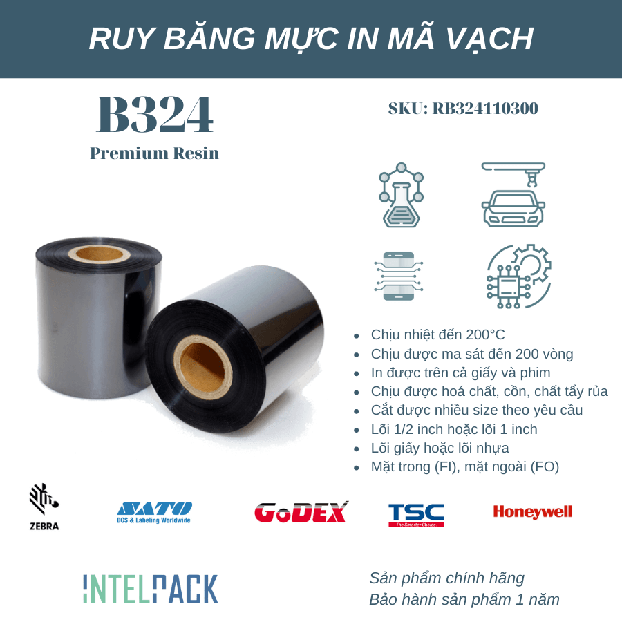 Ruy băng Mực in Mã vạch Resin B324 – INTELPACK