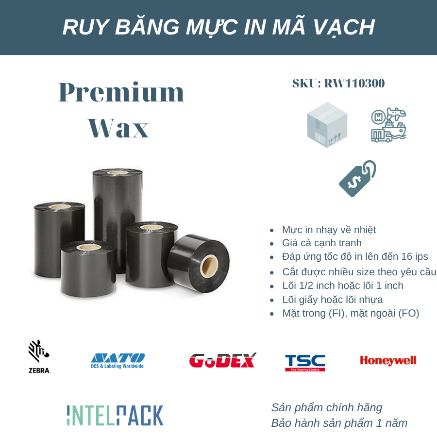 Ruy băng Mực in Mã vạch Premium Wax – INTELPACK