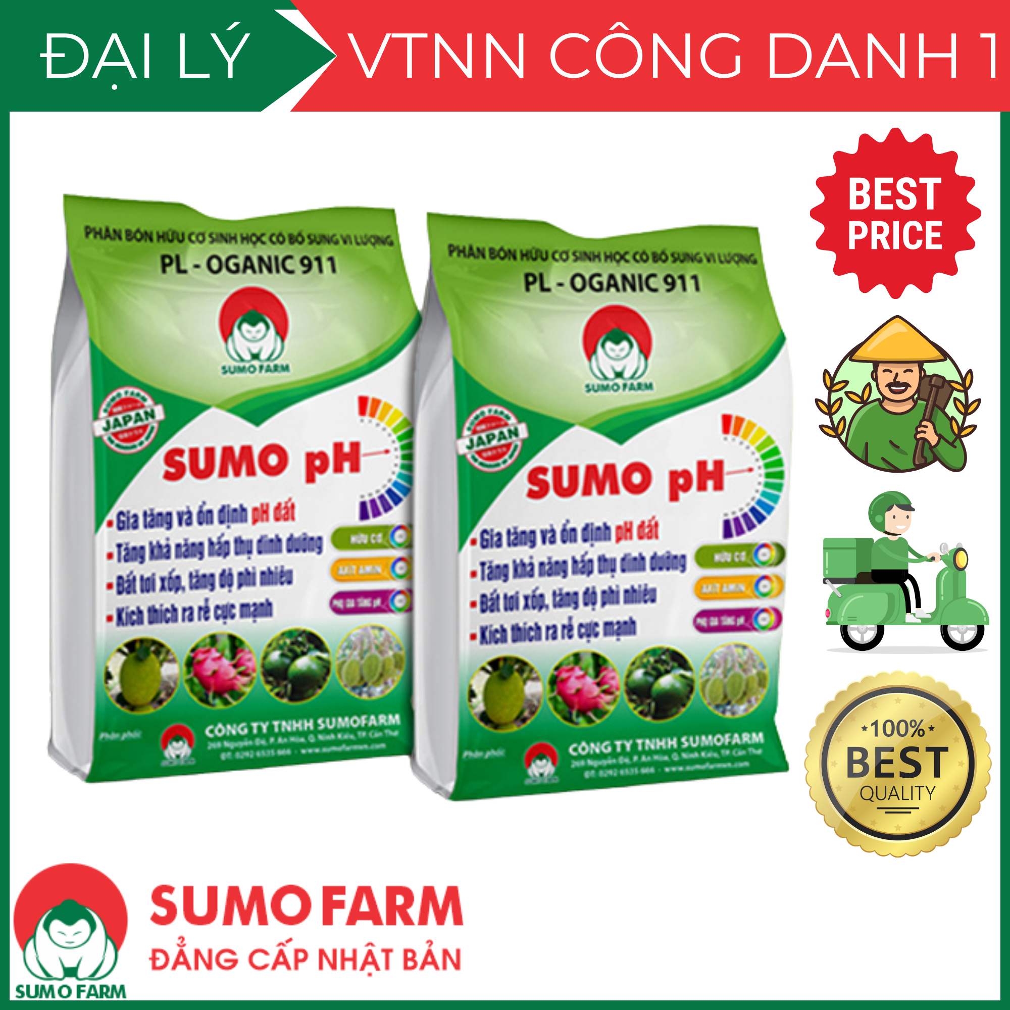 Phân hữu cơ sinh học, Sumo pH, pH đất, tăng pH đất – Vật tư nông nghiệp Công Danh 1