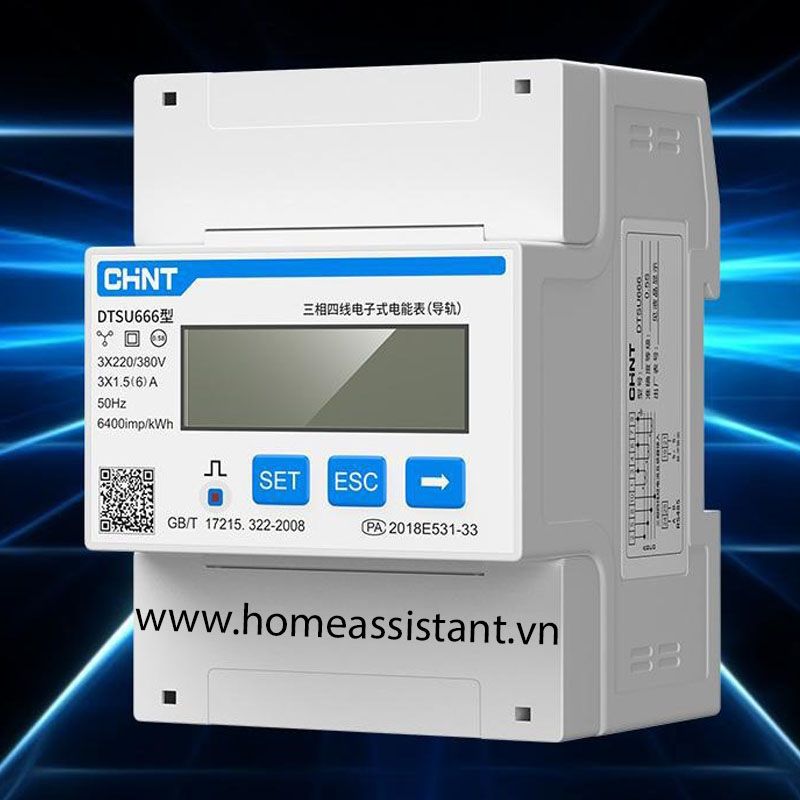 Công tơ điện tử RS485 Modbus CHINT đồng hồ đo điện 3 pha DTSU666 ...
