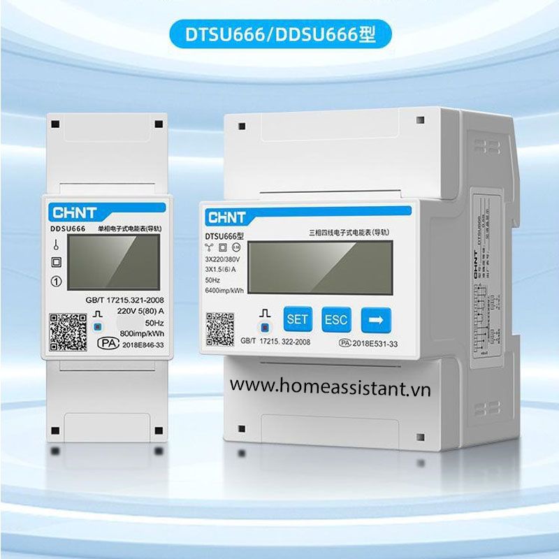 Công tơ điện tử RS485 Modbus CHINT đồng hồ đo điện 1 pha DDSU666 – HOMEHASS Việt Nam