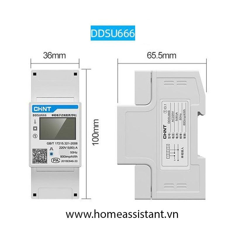 Công tơ điện tử RS485 Modbus CHINT đồng hồ đo điện 1 pha DDSU666 ...