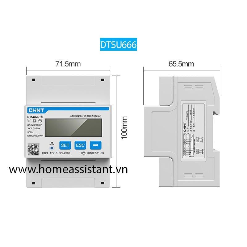 Công tơ điện tử RS485 Modbus CHINT đồng hồ đo điện 3 pha DTSU666 ...