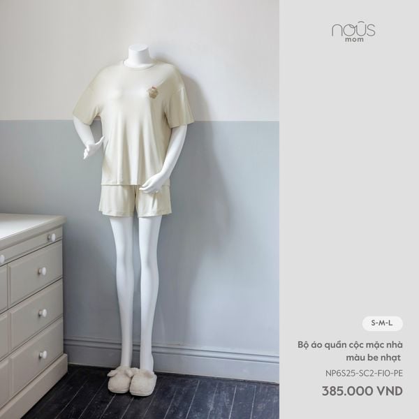 Bộ áo quần cộc mặc nhà màu be nhạt– noûs