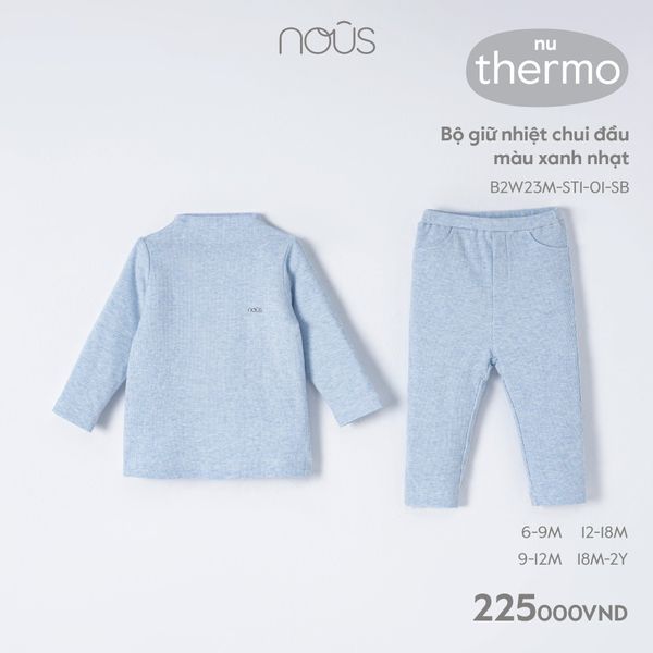 Bộ giữ nhiệt chui đầu màu xanh nhạt B2W23M-ST1-01-SB– noûs