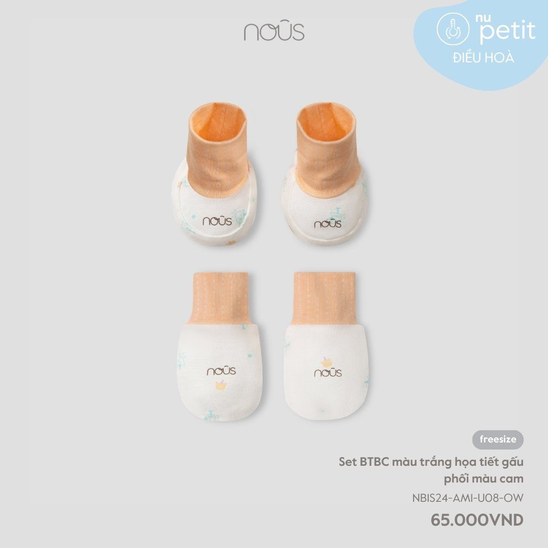 Set BTBC màu trắng họa tiết gấu phối màu cam– noûs