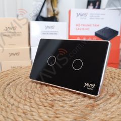 Công tắc Wifi JAVIS 2 nút chữ nhật đen viền vàng– Nhà thông minh JAVIS