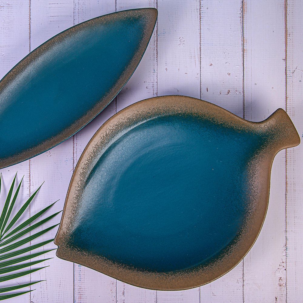 Aphrodite - Round Fish Plate - Dĩa cá tròn không vẩy 37cm xanh ngọc bí ...