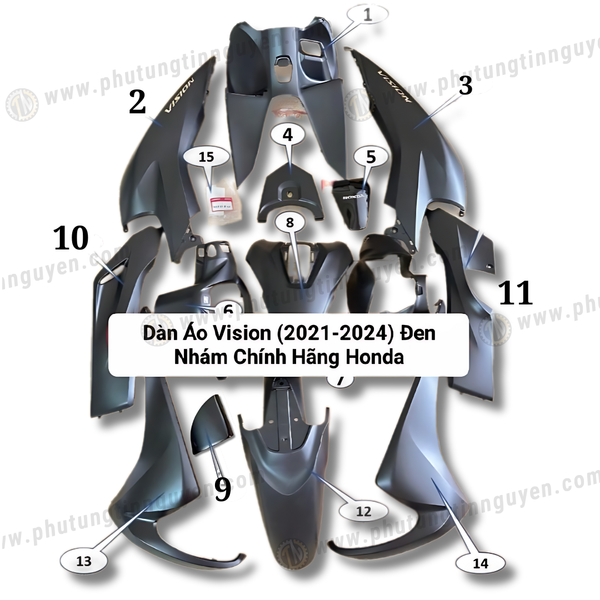 Dàn áo vision vs 110 2021 2022 2023 2024 2024 đen nhám đời bánh nhỏ