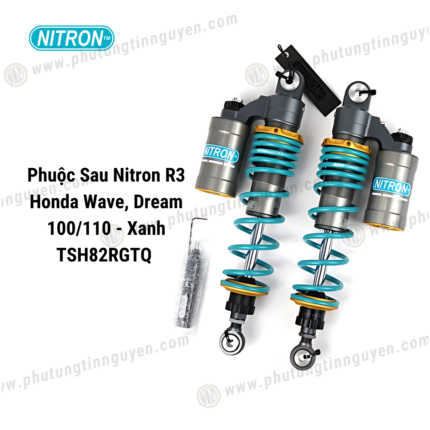 Phuộc Sau Nitron R3 Honda Wave, Dream 100/110 - Xanh TSH82RGTQ Nitron
