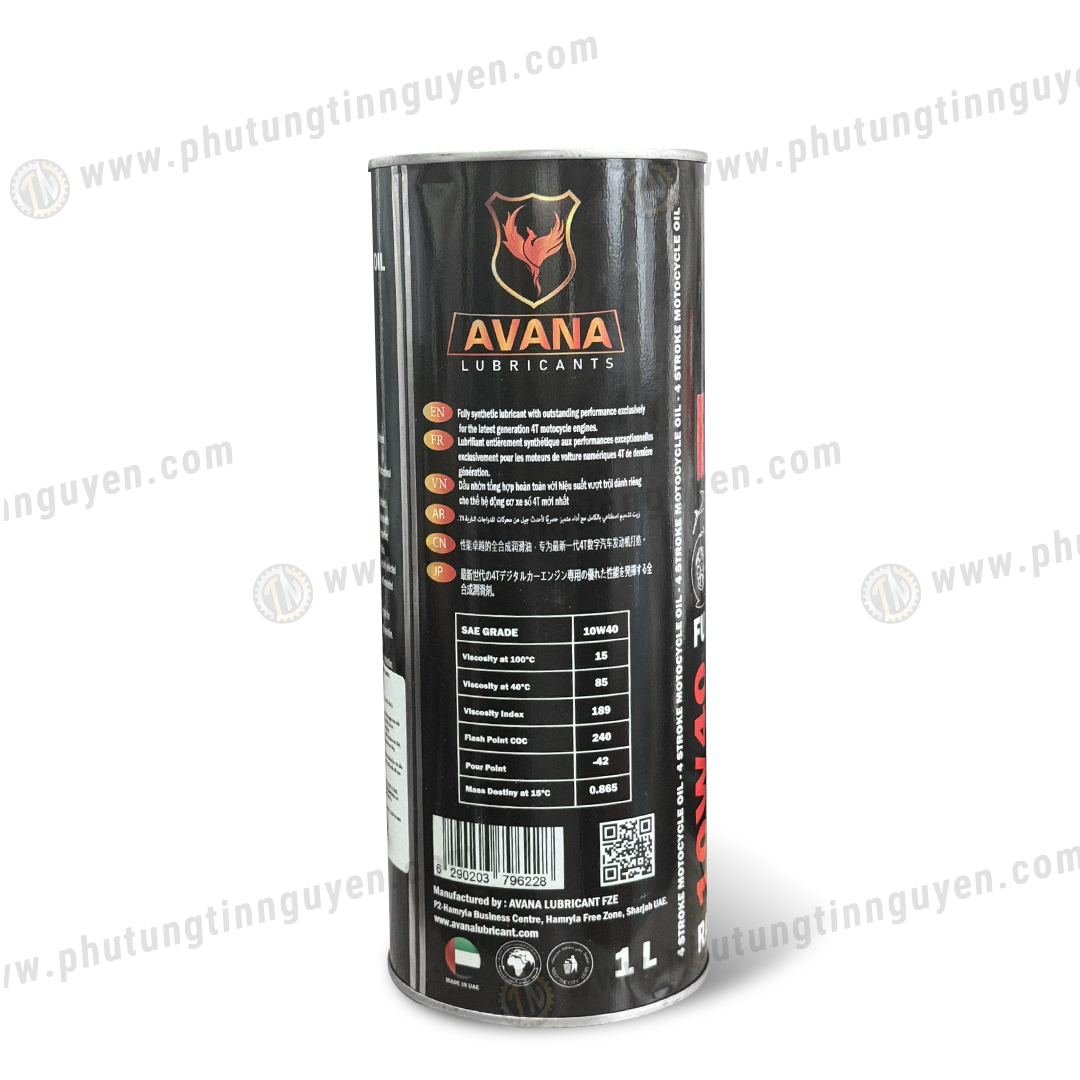 Nhớt động cơ đốt trong Avana 4T Motorcycle 10W40 Fully Synthetic 1000m