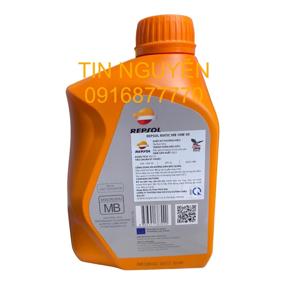 Nhớt xe ga Repsol Rider 10W30 800ML kèm nhớt lap Repsol chính hãng