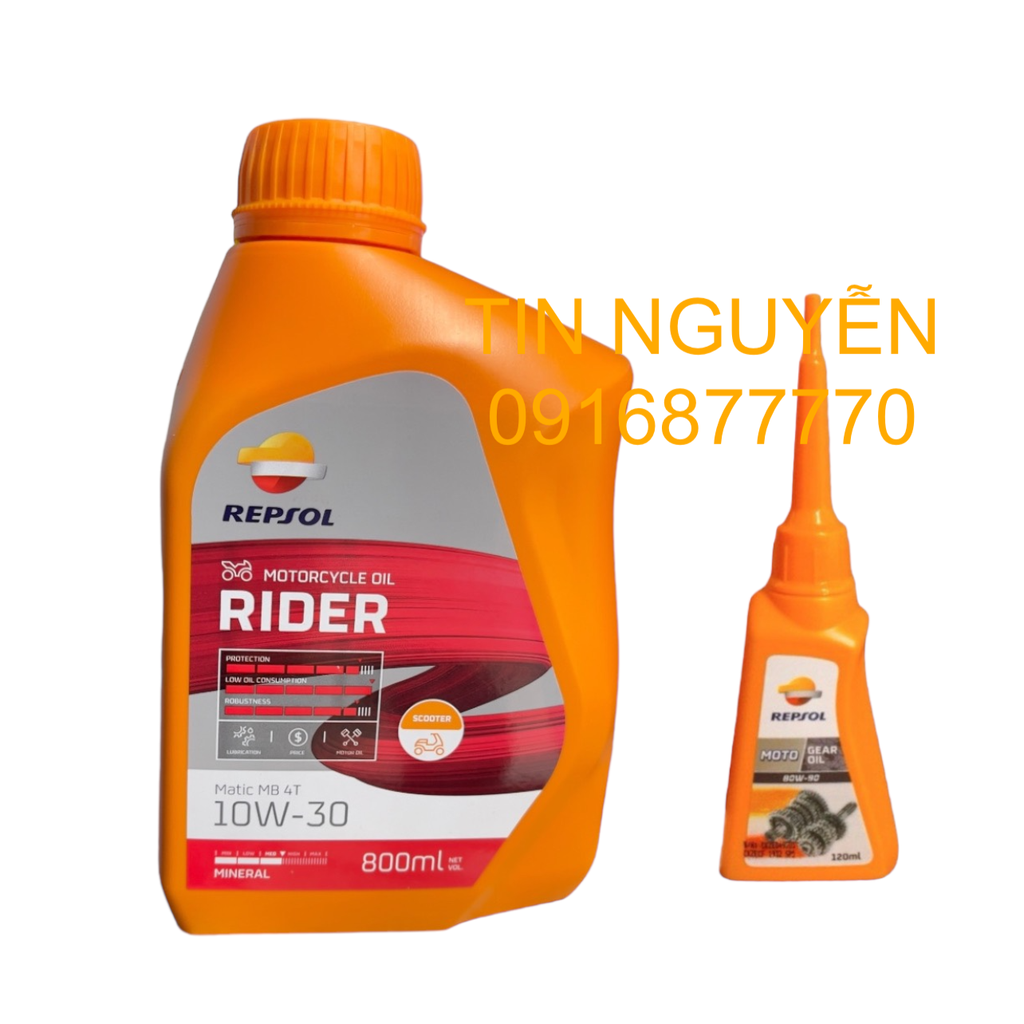 Nhớt xe ga Repsol Rider 10W30 800ML kèm nhớt lap Repsol chính hãng