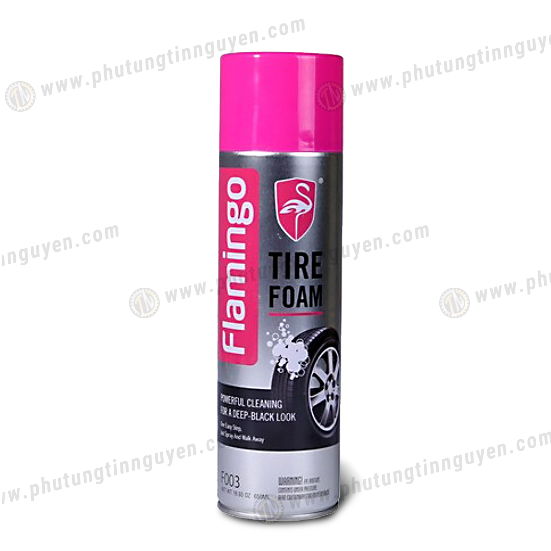 Dung dịch làm sạch dưỡng lốp xe, nhựa nhám 2 Trong 1 Flamingo Tire Foa