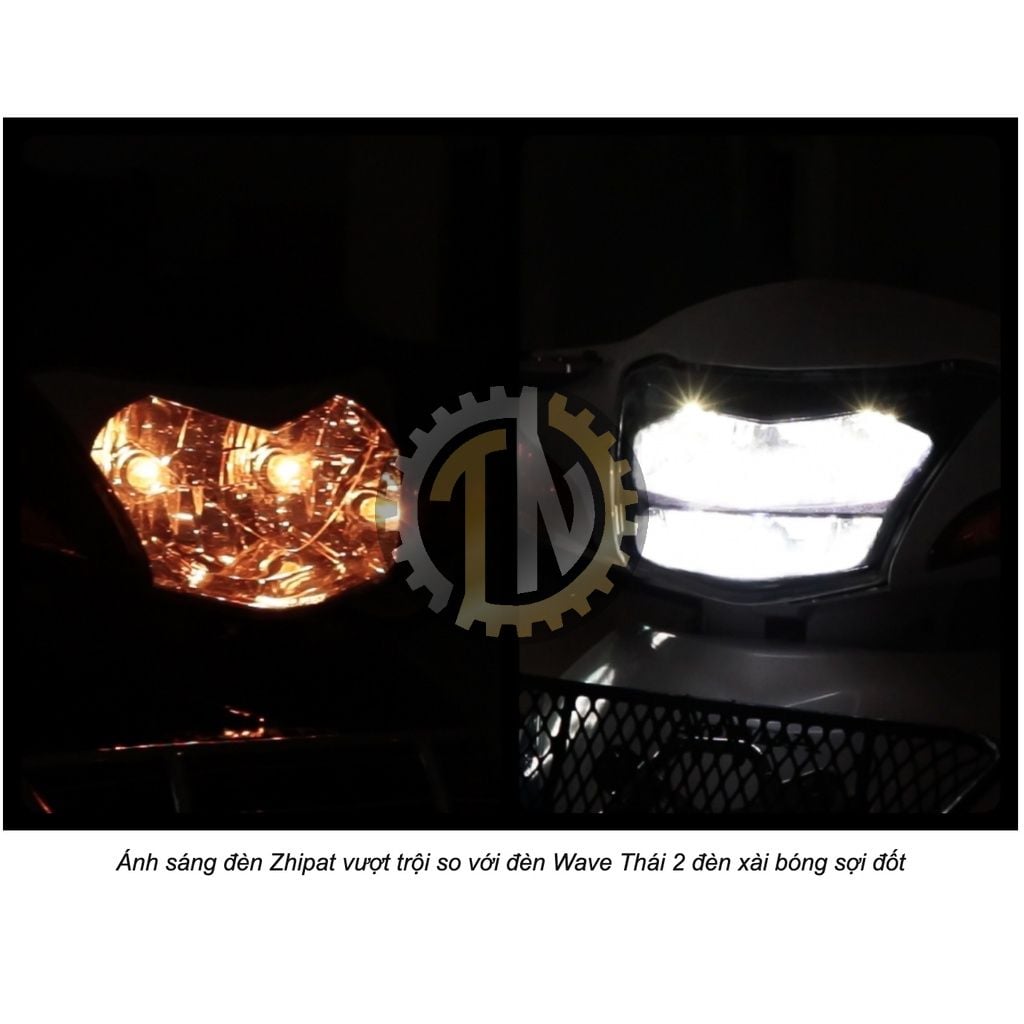 Đèn pha Led 2 tầng ZHIPAT chính hãng màu đen cho Wave Alpha, Wave S, W