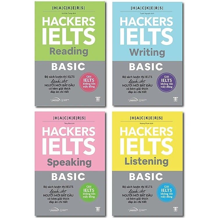 Combo 4 quyển Hacker IELTS Basic (Speaking + Listening + Reading + Wri – Bến Nghé Books