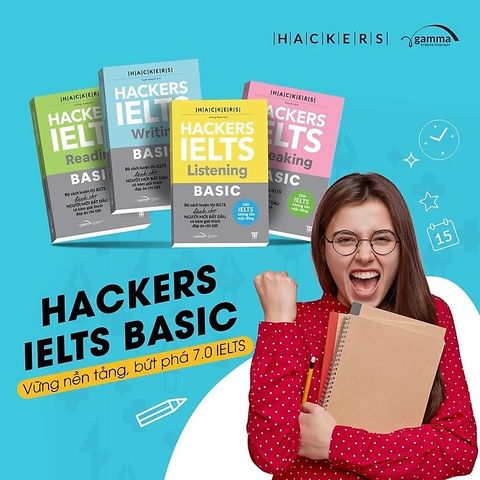 Combo 4 quyển Hacker IELTS Basic (Speaking + Listening + Reading + Wri ...