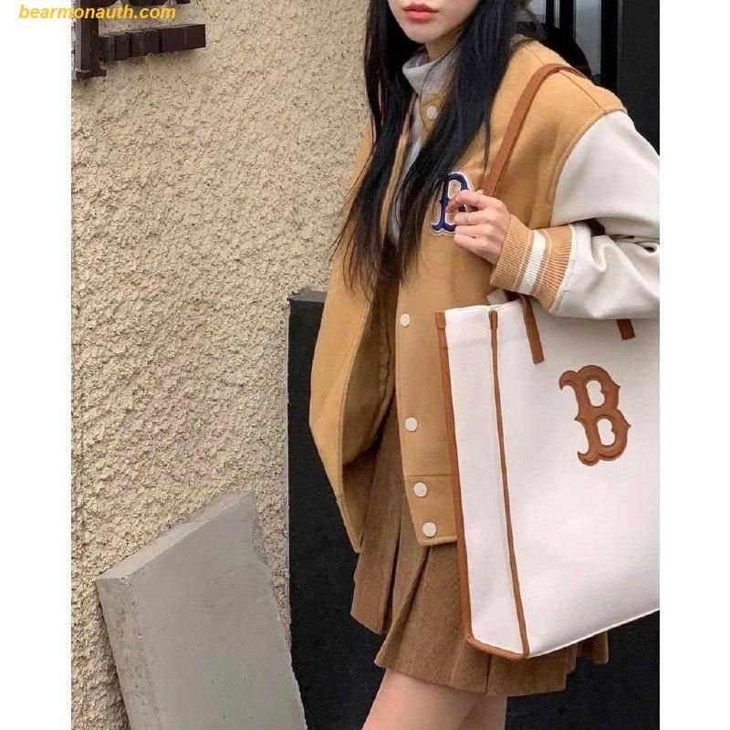 Túi tote MLB chữ nhật Basic Canvas Vertical 3Aorm033N Màu Trắng Logo B ...