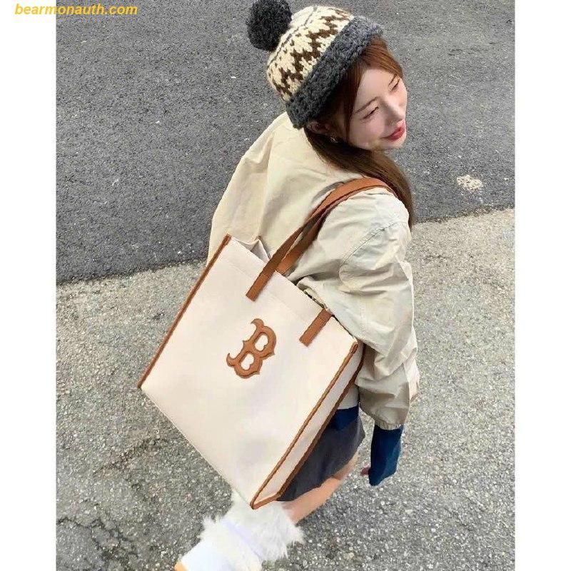 Túi tote MLB chữ nhật Basic Canvas Vertical 3Aorm033N Màu Trắng Logo B ...
