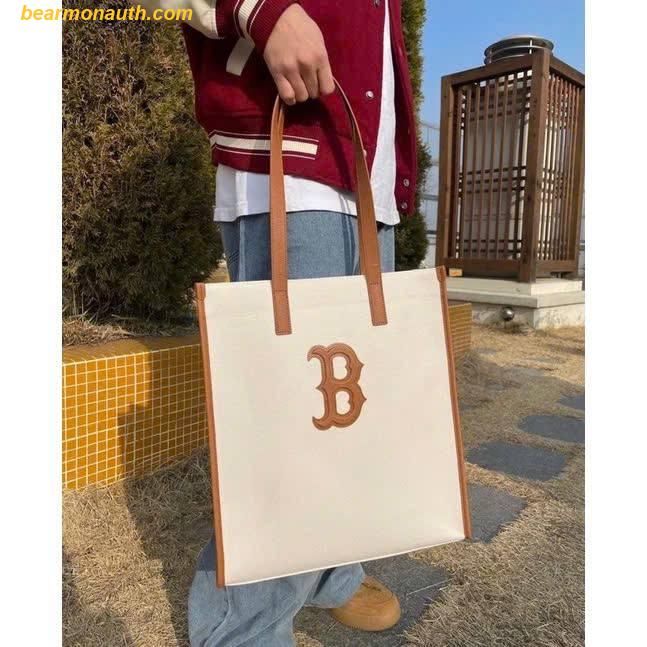 Túi tote MLB chữ nhật Basic Canvas Vertical 3Aorm033N Màu Trắng Logo B ...