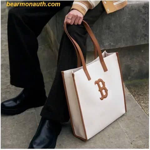 Túi tote MLB chữ nhật Basic Canvas Vertical 3Aorm033N Màu Trắng Logo B ...